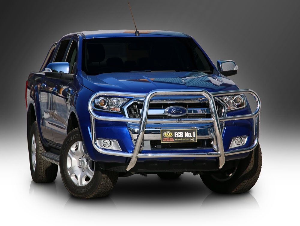 ECB Silver Hammertone Roo Bar to suit Ford Ranger PX MKII 2WD Highrise ...