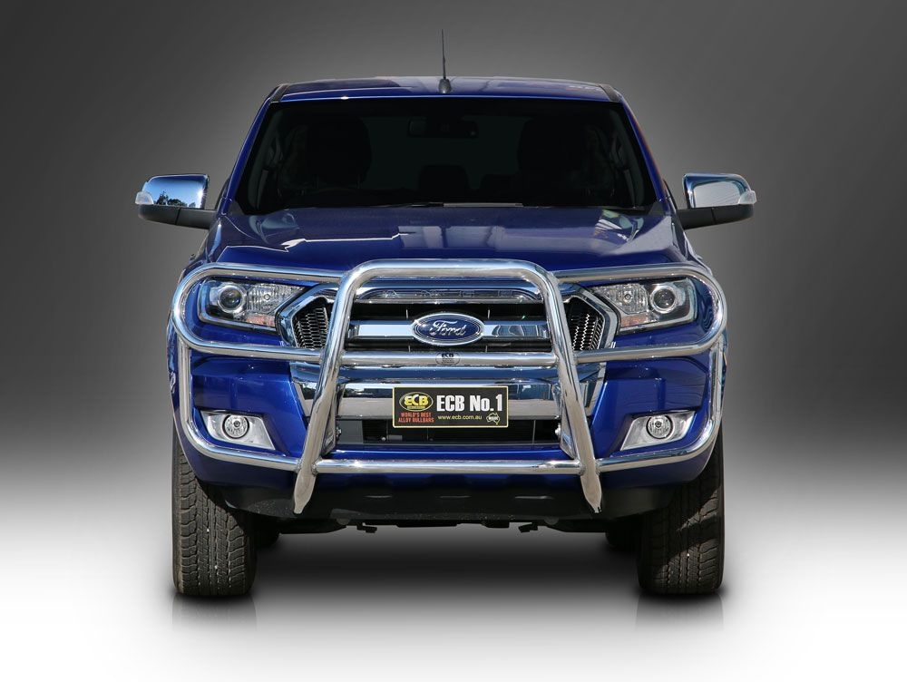ECB Silver Hammertone Roo Bar to suit Ford Ranger PX MKII 2WD Highrise ...